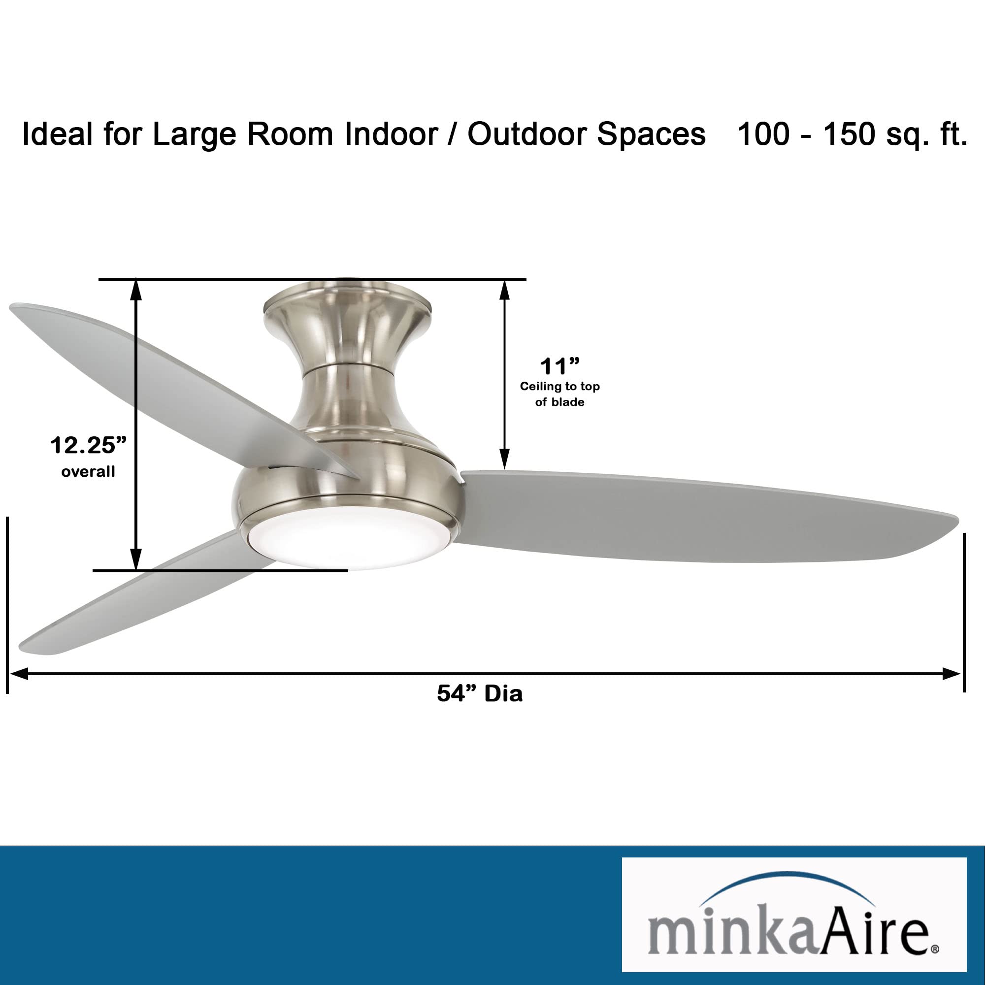 MINKA-AIRE F467L-BNW Concept III 54" Hugger with LED Lights, Brushed Nickel