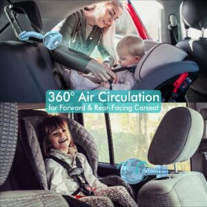 AMACOOL Battery Operated Stroller Fan Flexible Tripod Clip On Fan with 3 Speeds and Rotatable Handheld Personal Fan for Car Seat Crib Bike Treadmill (Blue)