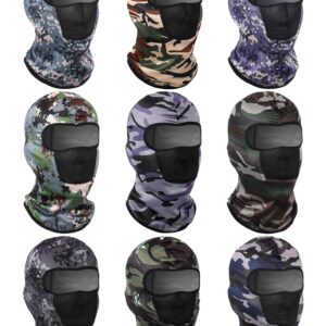 SATINIOR 9 Pieces Balaclava Ski Mask Cover Breathable Sun Dust Protection Full Face Cover for Winter Outdoor Activities (Camouflage, Medium)