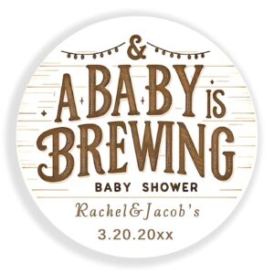 personalized customized labels tags,customizable stickers rustic a baby is brewing baby shower favor label for business custom made stickers, 100 stickers2x2"