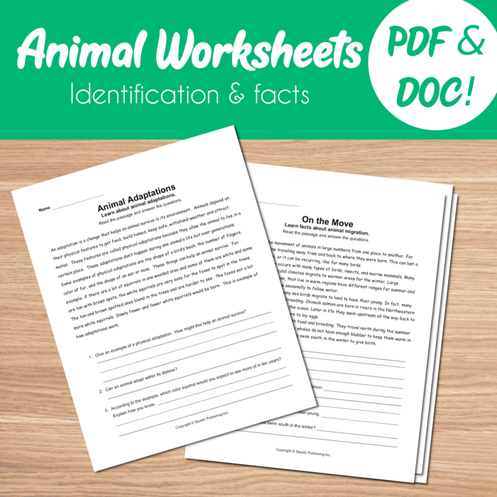 Animals Worksheets