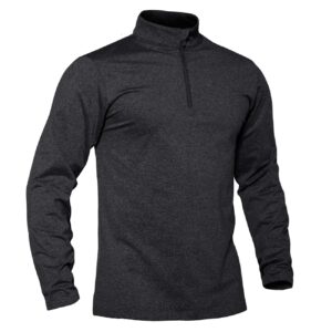 tacvasen men's quarter zip pullover fleece pullover workout pullover sports performance shirts long sleeve pullover shirts tops zip up black grey, l