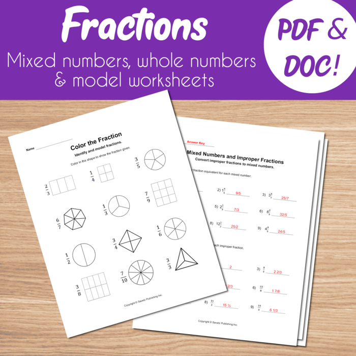 Fractions Worksheets