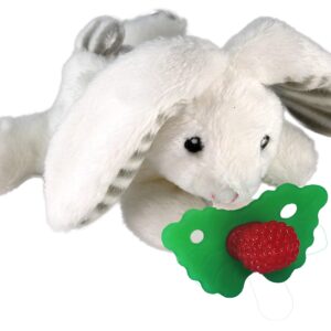 RAZBABY Razbuddy Razberry Teether/Pacifier Holder w/Removable Baby Teether Toy - 0M+ - Bpa Free - Bunny