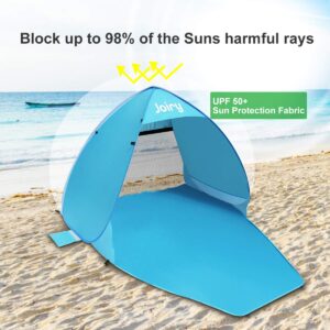 Beach Tent Pop-up 65 x 58 x 43 inches Sun Shelter UPF 50+ Portable Outdoor Sunshade for Baby Kids Easy Setup and Fold Back with Carry Bag