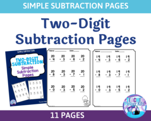 two-digit subtraction worksheets- first grade math