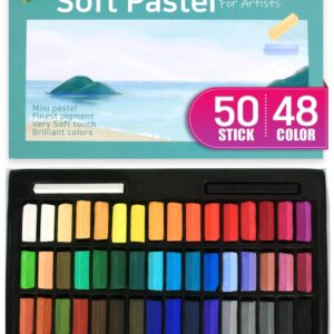 HA SHI Soft Chalk Pastels, 48 colors with additional 2pcs, Non Toxic Art Supplies, Drawing Media for Artist Stick Pastel for Professional, Kids, Beauty Nail Art, Pan Chalk Pastels