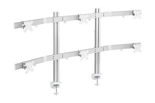 TechOrbits Hex Monitor Stand - Six Screens Heavy Duty Aluminum Monitor Arms - 6 Monitor Premium Mount