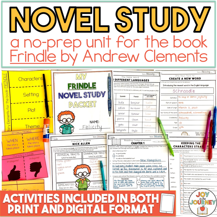 Novel Study: Frindle (Print and Digital Activities)