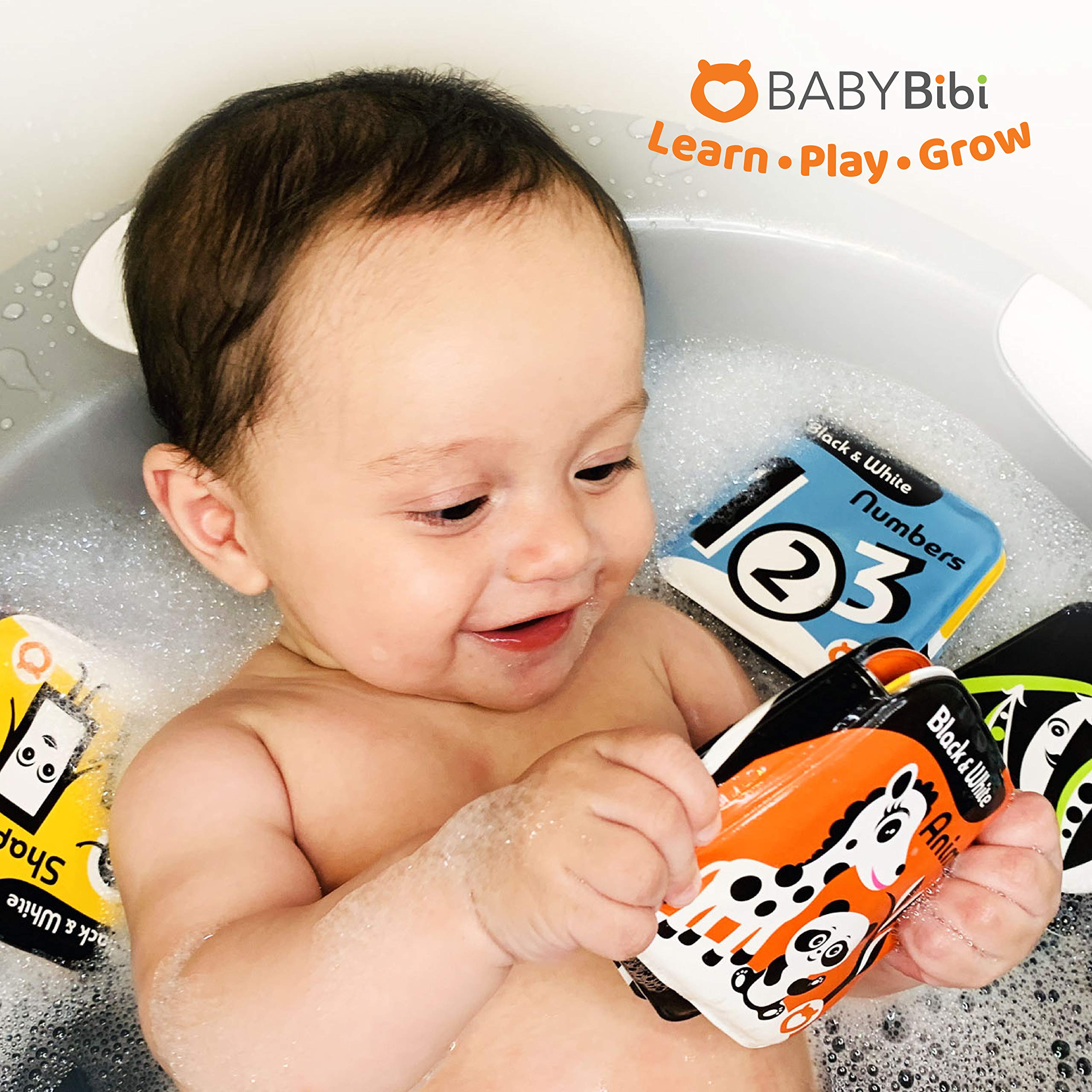 Floating Baby Bath Books – High Contrast Black and White Waterproof Bath Books for Babies 3+ Months