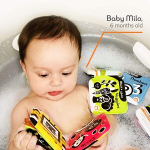 Floating Baby Bath Books – High Contrast Black and White Waterproof Bath Books for Babies 3+ Months