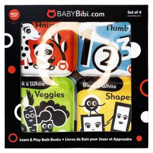 Floating Baby Bath Books – High Contrast Black and White Waterproof Bath Books for Babies 3+ Months