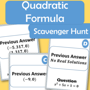 quadratic formula scavenger hunt