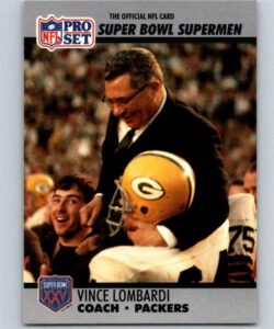 1990 pro set nfl football super bowl 160#28 vince lombardi green bay packers co official trading card of the national football league