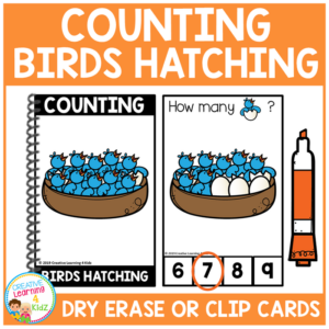 dry erase counting book/cards or clip cards: birds hatching - spring