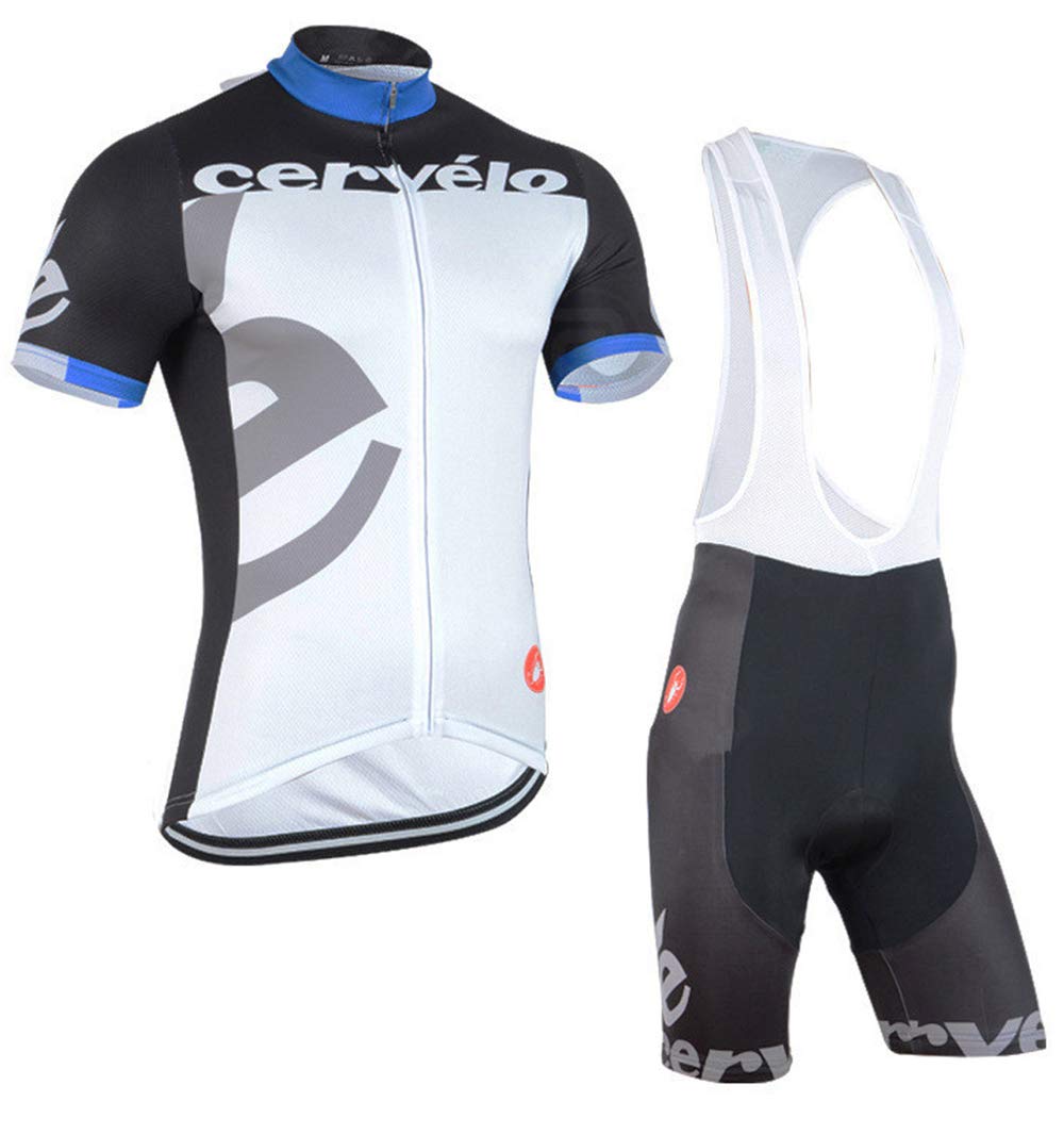 Men Cycling Jersey Team Bike Shirts Short Sleeves Biking Clothing Sets (Medium,D)