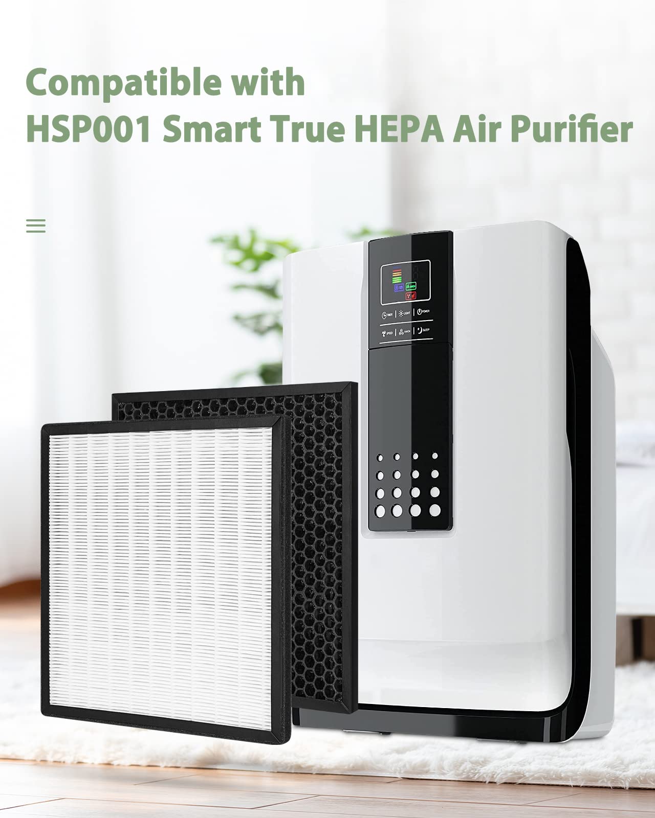 Future Way 2 Set HSP001 Filter Replacement Compatible with HSP001 Smart True HEPA Air Purifier, H13 True HEPA and Activated Carbon Filter