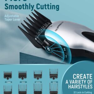 SUPRENT Hair Clippers for Men,All-Steel Self-Sharp Blade Cordless Hair Clippers Set, Long Service Life and Low Noise Hair Trimmer, with LED Display Hair Cutting Kit for Family(Silver）