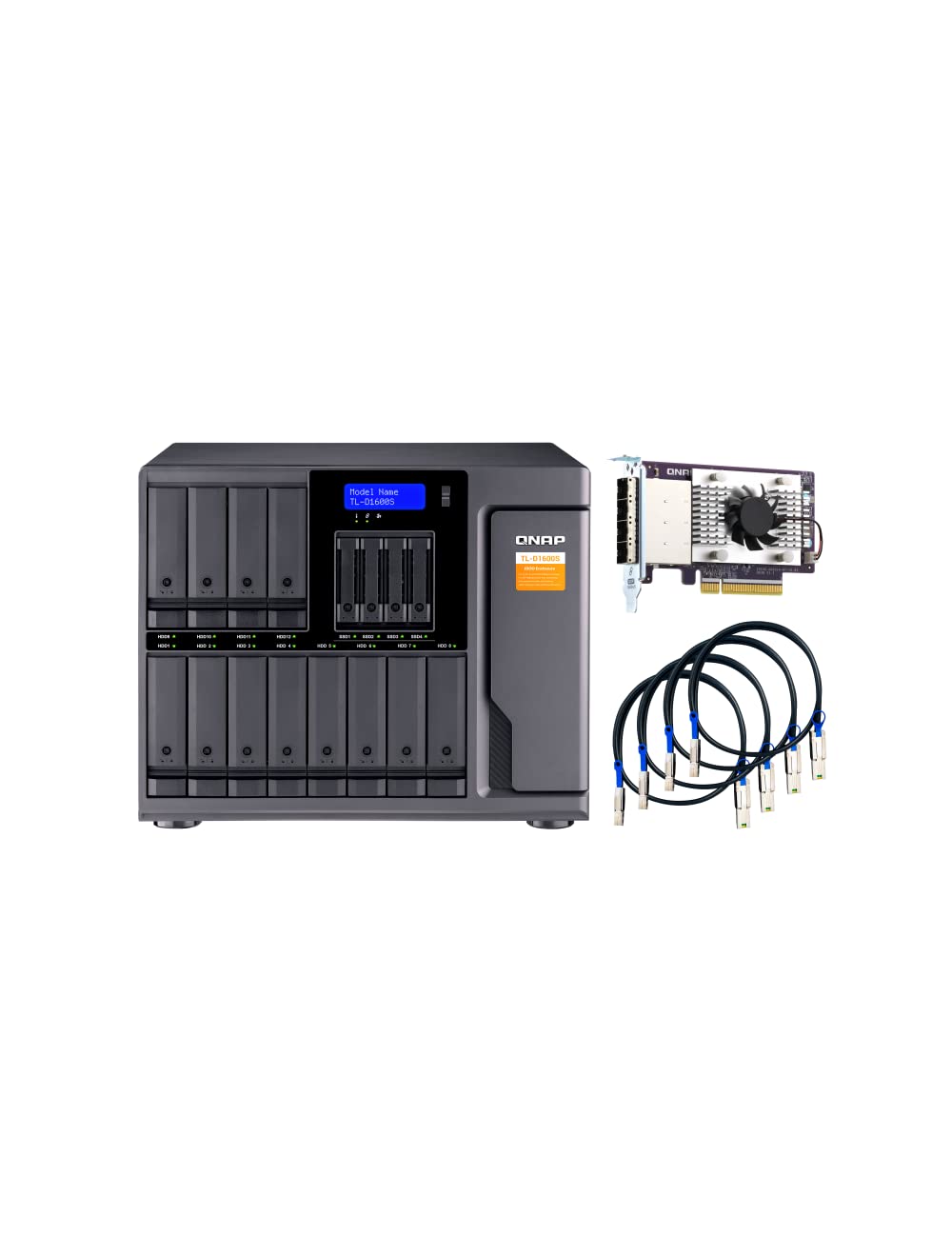 QNAP TL-D1600S 16 Bay SATA 6Gbps JBOD Storage Enclosure.PCIe SATA Interface Card (QXP-1600eS) Included