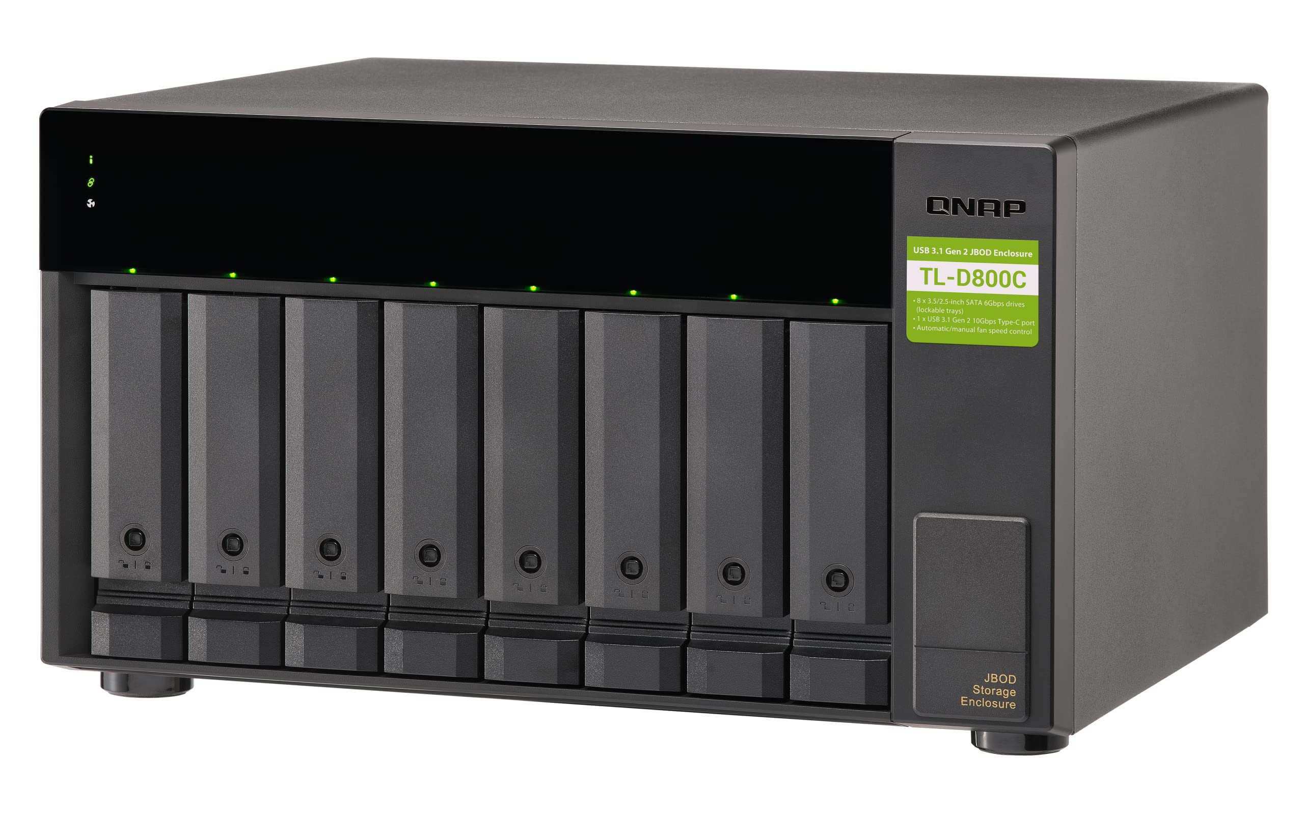 QNAP TL-D800C 8 Bay Desktop JBOD Storage Enclosure with USB 3.2 Gen 2 Type-C Connectivity