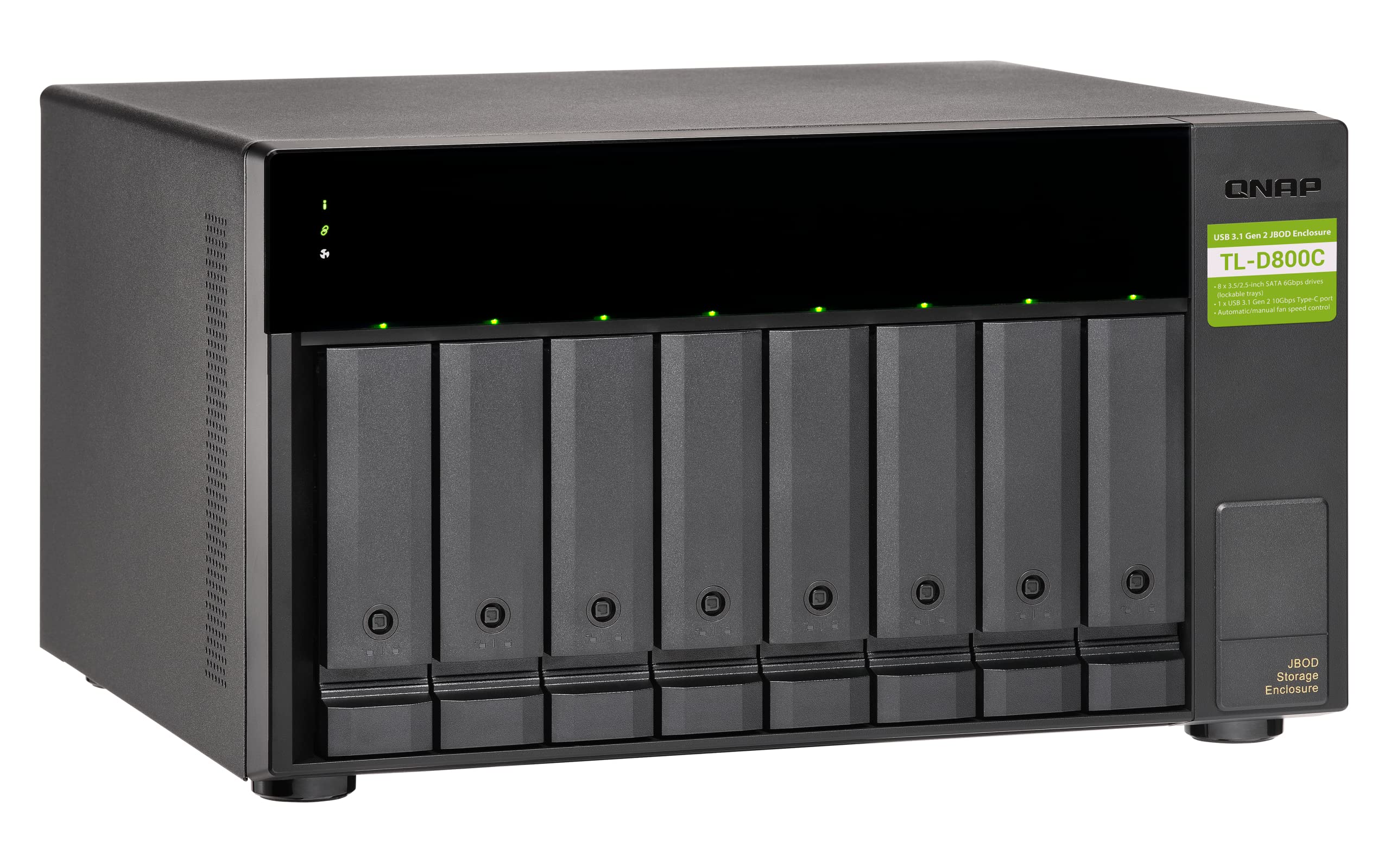 QNAP TL-D800C 8 Bay Desktop JBOD Storage Enclosure with USB 3.2 Gen 2 Type-C Connectivity