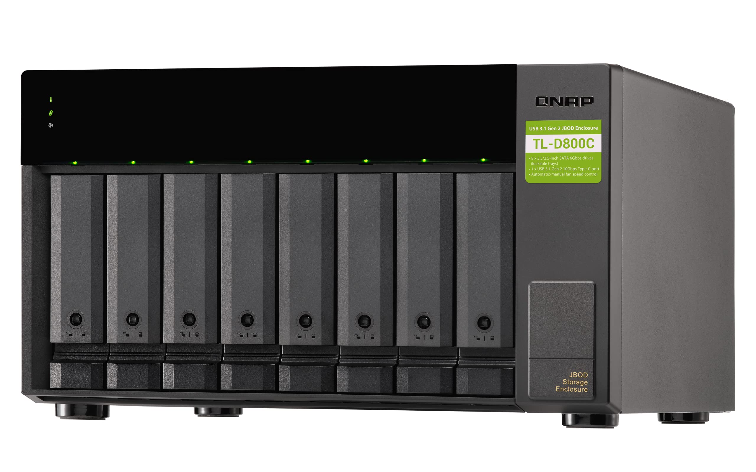 QNAP TL-D800C 8 Bay Desktop JBOD Storage Enclosure with USB 3.2 Gen 2 Type-C Connectivity