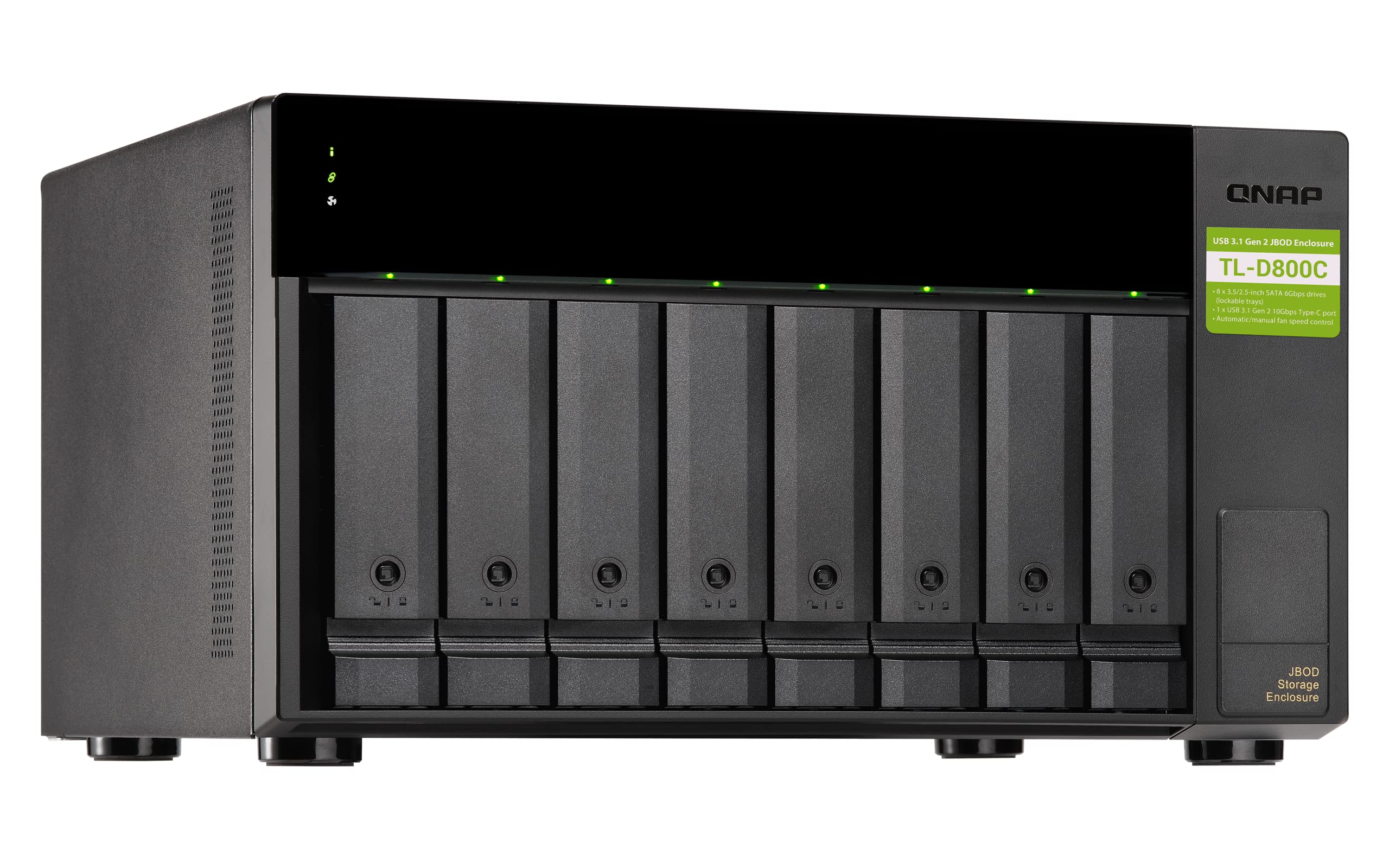 QNAP TL-D800C 8 Bay Desktop JBOD Storage Enclosure with USB 3.2 Gen 2 Type-C Connectivity