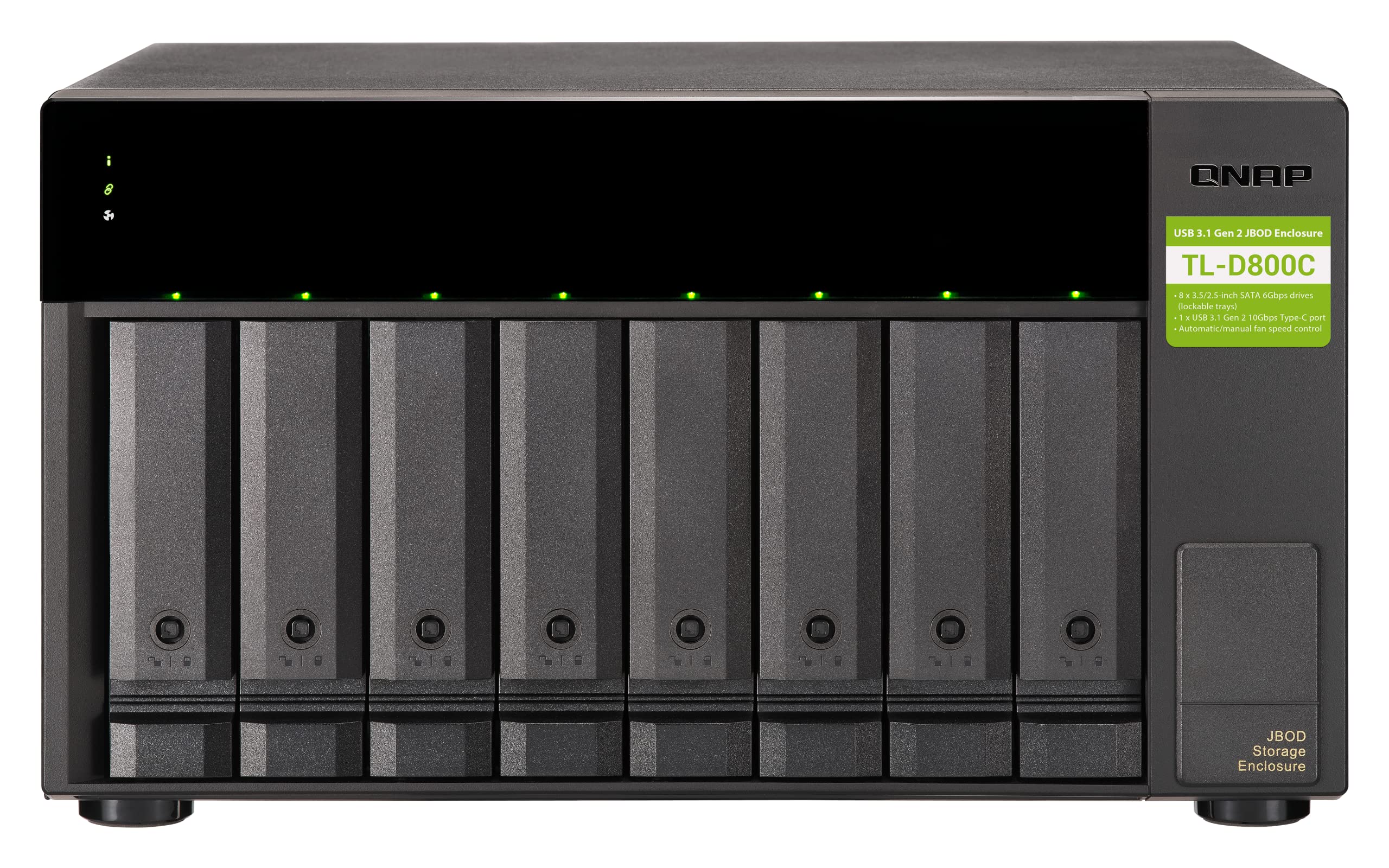 QNAP TL-D800C 8 Bay Desktop JBOD Storage Enclosure with USB 3.2 Gen 2 Type-C Connectivity