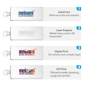 MEINAMI Mini Size Customized USB Flash Drive in Silver Metal Thumb Drive Personalized Memory Stick 8GB 100 Pack