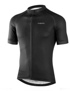 inbike cycling jersey men, full zip short sleeve shirt bike accessories running tops bike biking shirt black large