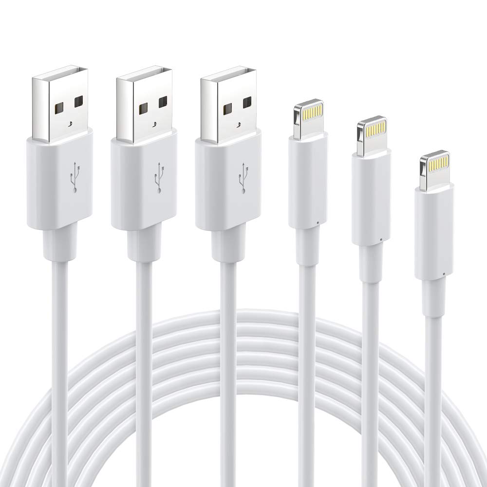 Quntis USB Cable for iPhone 13 [MFi Certified], 3Pack 3/6/10 FT iPhone Charger Cord USB A to Lightning Cable, Phone Charging Cord for iPhone 14 Pro Max 13 Mini 12 11 X 8 7 6 Plus iPad Airpods - White