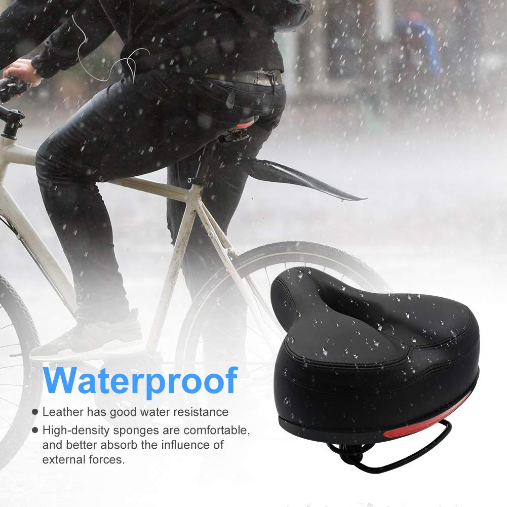 Bike Seat Bicycle Saddle, Shock-Absorbing Spring Reflective Strip, Thickened Memory Foam, Waterproof Replacement Leather Bicycle seat Cushion, for Outsole Men and Women Mountain Bikes