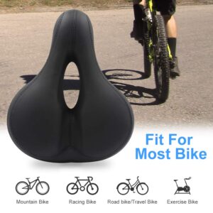 Bike Seat Bicycle Saddle, Shock-Absorbing Spring Reflective Strip, Thickened Memory Foam, Waterproof Replacement Leather Bicycle seat Cushion, for Outsole Men and Women Mountain Bikes