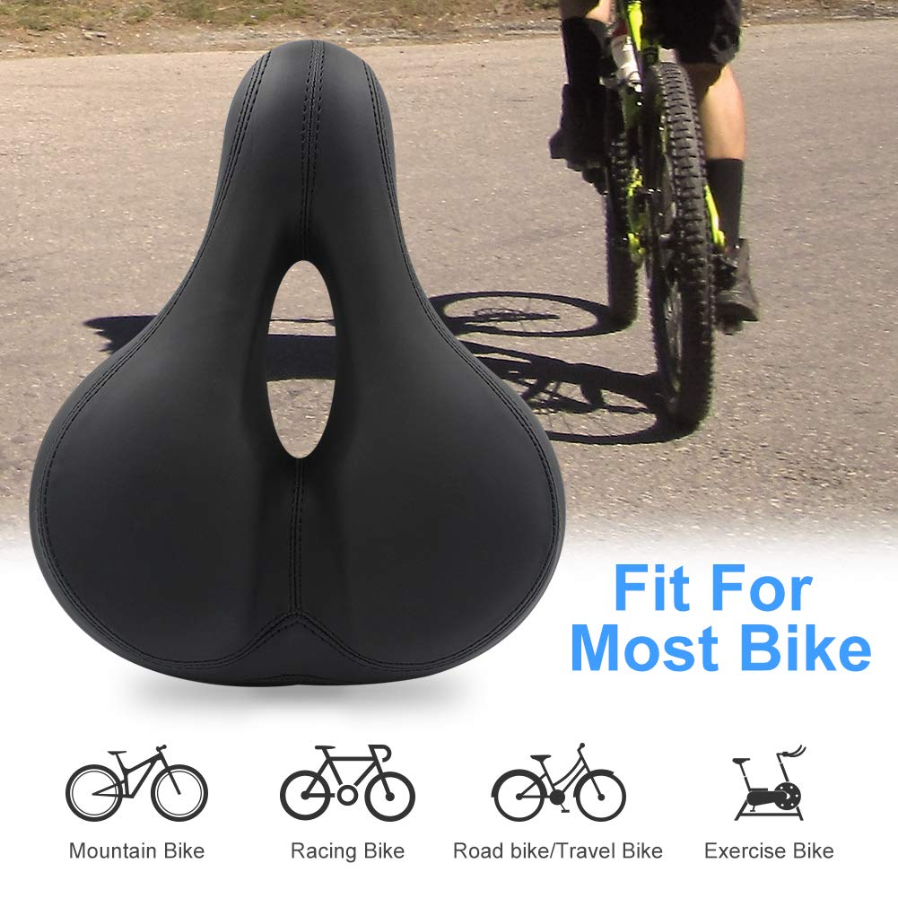 Bike Seat Bicycle Saddle, Shock-Absorbing Spring Reflective Strip, Thickened Memory Foam, Waterproof Replacement Leather Bicycle seat Cushion, for Outsole Men and Women Mountain Bikes