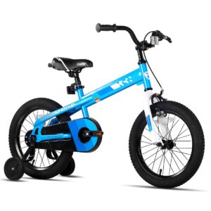 joystar boys bike 18 inch kids bike with training wheels for ages 6 7 8 9 years old boys and girls, children bicycle with handbrake for early rider, blue