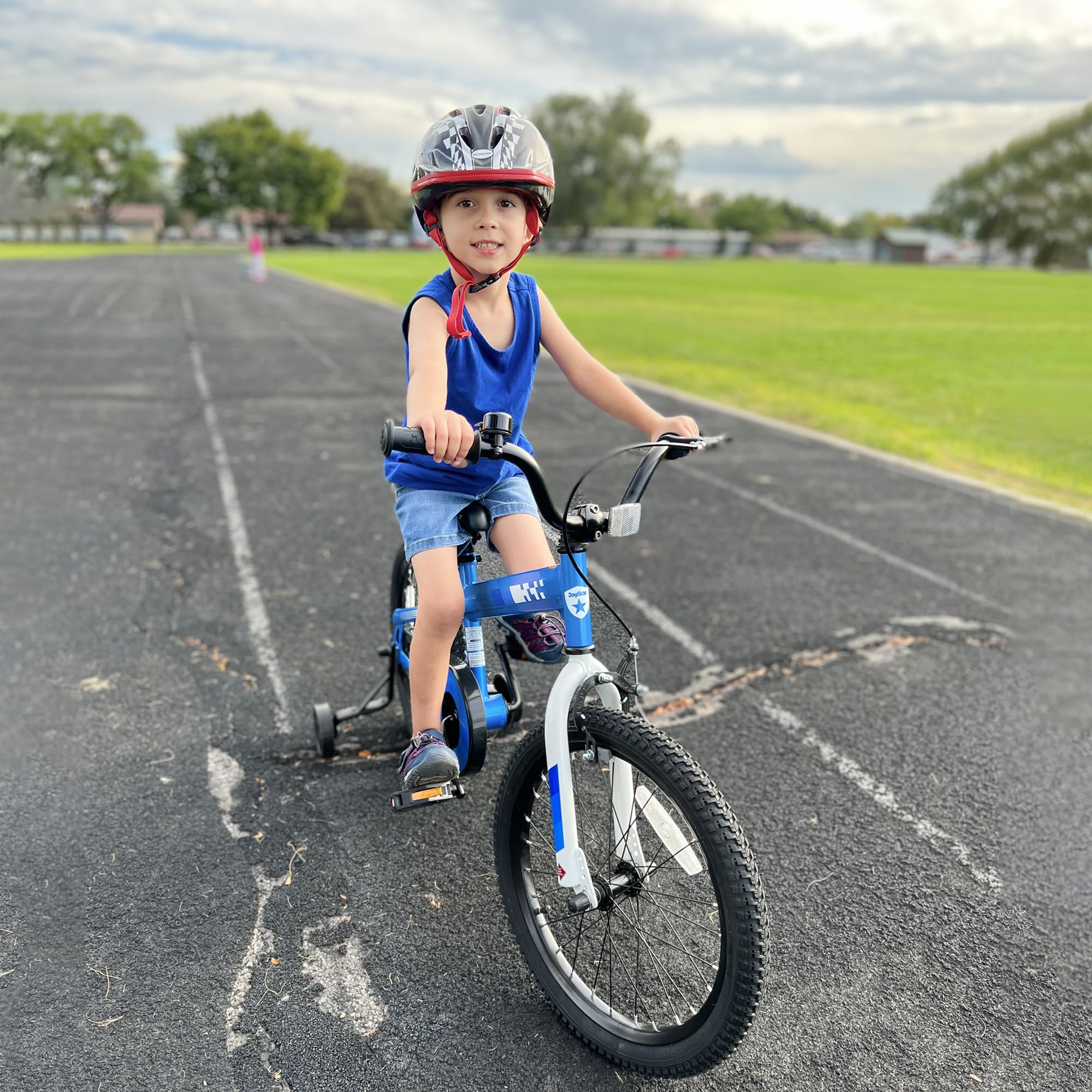 JOYSTAR Boys Bike 18 Inch Kids Bike with Training Wheels for Ages 6 7 8 9 Years Old Boys and Girls, Children Bicycle with Handbrake for Early Rider, Blue