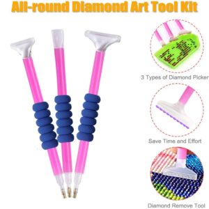 5D Diamond Painting Kits and Accessories with Diamond Painting Fix Tools and 2 Pack 28 grids Diamond Storage Boxes