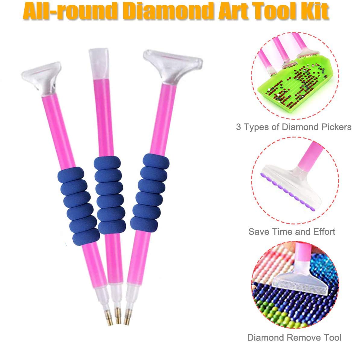 5D Diamond Painting Kits and Accessories with Diamond Painting Fix Tools and 2 Pack 28 grids Diamond Storage Boxes