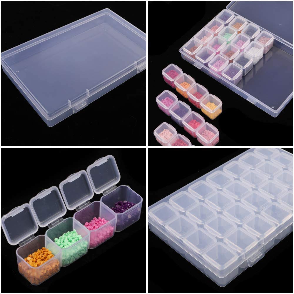 5D Diamond Painting Kits and Accessories with Diamond Painting Fix Tools and 2 Pack 28 grids Diamond Storage Boxes