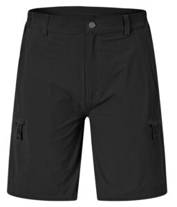 rdruko men's hiking cargo shorts quick dry lightweight outdoor work casual travel summer shorts with 6 zipper pockets(black, us 36)