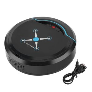 Robot Vacuum Cleaner, USB Rechargeable Automatic Smart Robot Vacuum Floor Cleaner Household Sweeping Machine Good for Pet Hair, Low Pile Carpet, Hard Floors(Black)