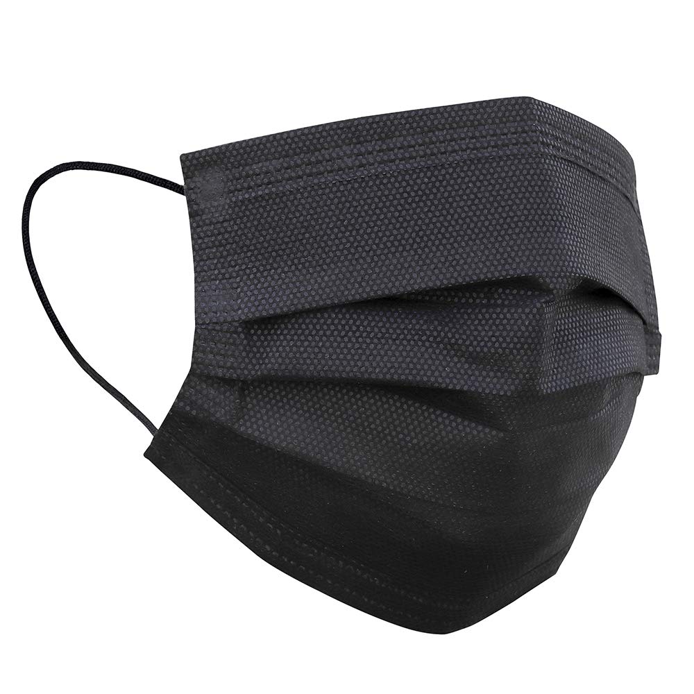 Unifandy Disposable Face Masks, Pack of 50 Face Mask Protective Dust Particle 3-Layer Design and Earloop, ideal For Home, Outdoor and Office - Black