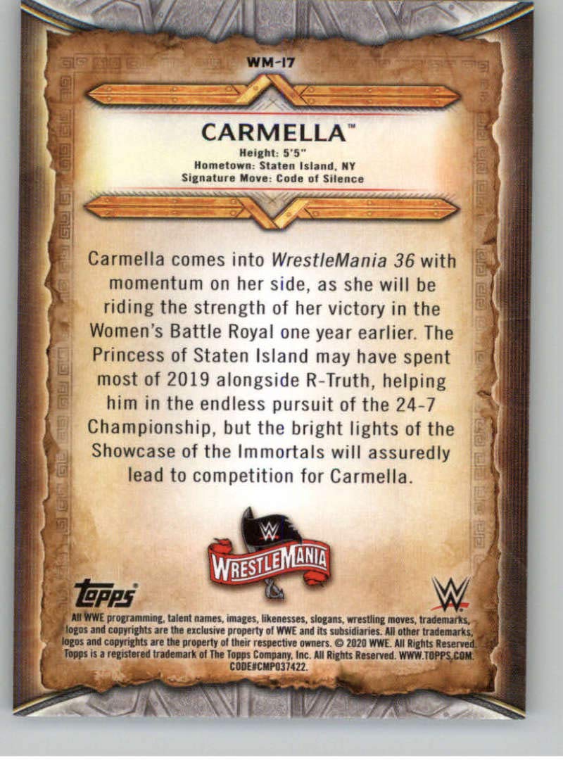 2020 Topps WWE Road to WrestleMania Roster #WM-17 Carmella Wrestling Trading Card