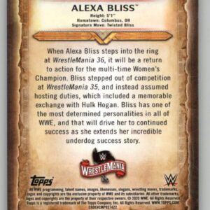 2020 Topps WWE Road to WrestleMania Roster #WM-3 Alexa Bliss Wrestling Trading Card