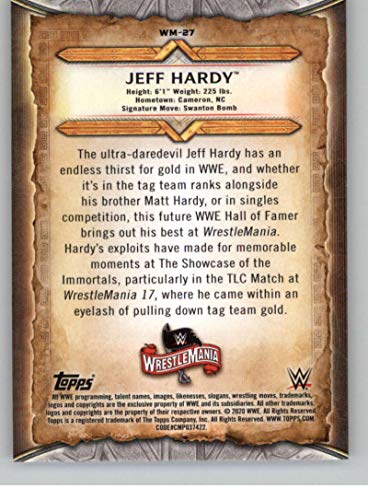 2020 Topps WWE Road to WrestleMania Roster #WM-27 Jeff Hardy Wrestling Trading Card