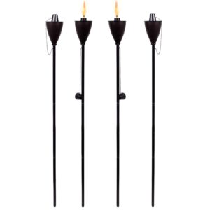 BIRDROCK HOME 4 Pack Outdoor Wide Conical Torches - Oil Rubbed Bronze - Flame Light Torch - Backyard Garden Patio Lighting - Metal Lamp - Decorative Urban Lantern