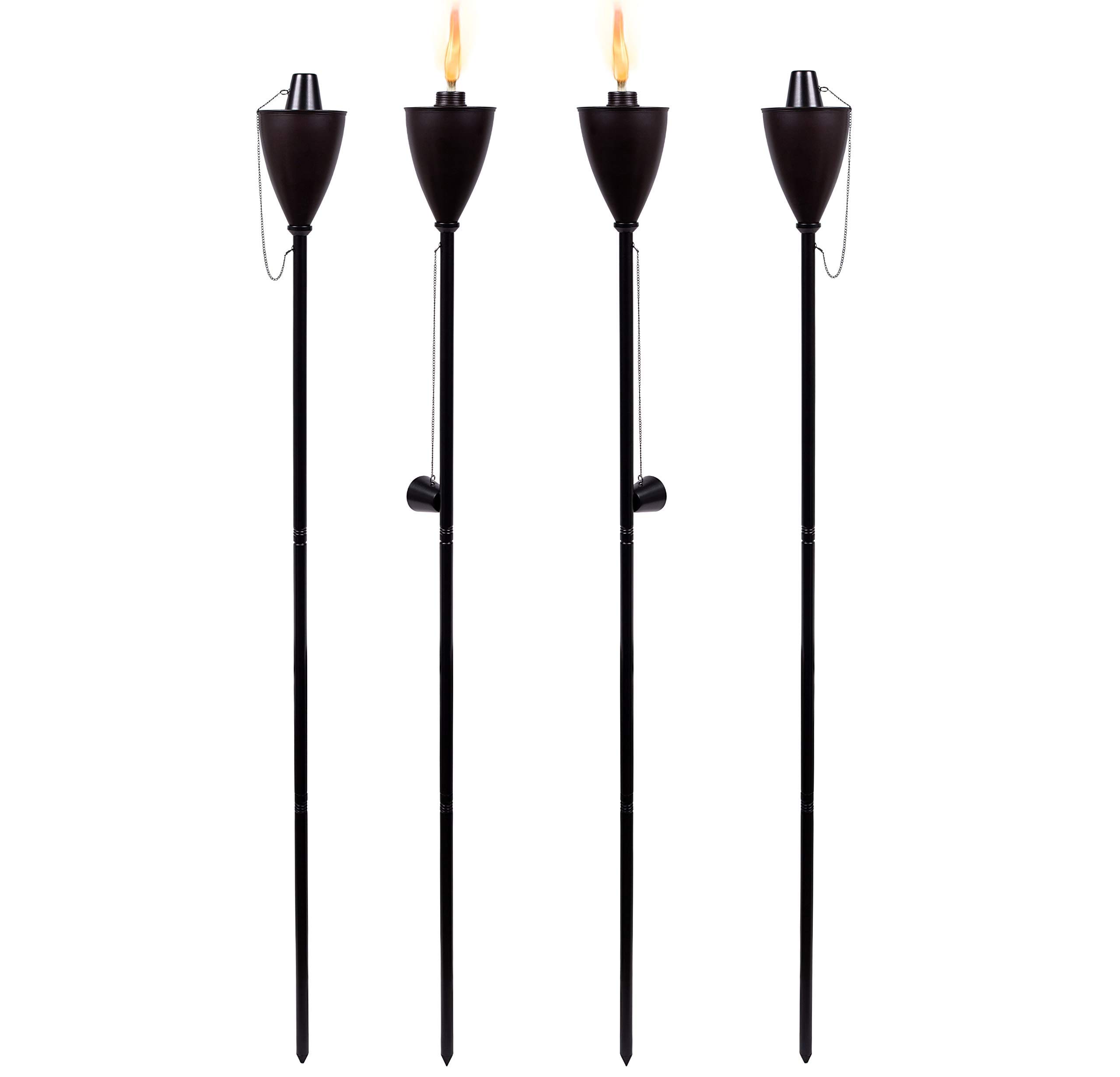 BIRDROCK HOME 4 Pack Outdoor Wide Conical Torches - Oil Rubbed Bronze - Flame Light Torch - Backyard Garden Patio Lighting - Metal Lamp - Decorative Urban Lantern