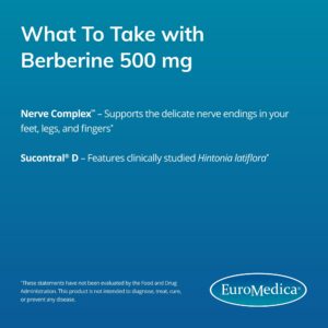 Euromedica Berberine 500 mg - 60 Capsules - Indian Barberry - Metabolic Support - Non-GMO, Vegan - 60 Servings