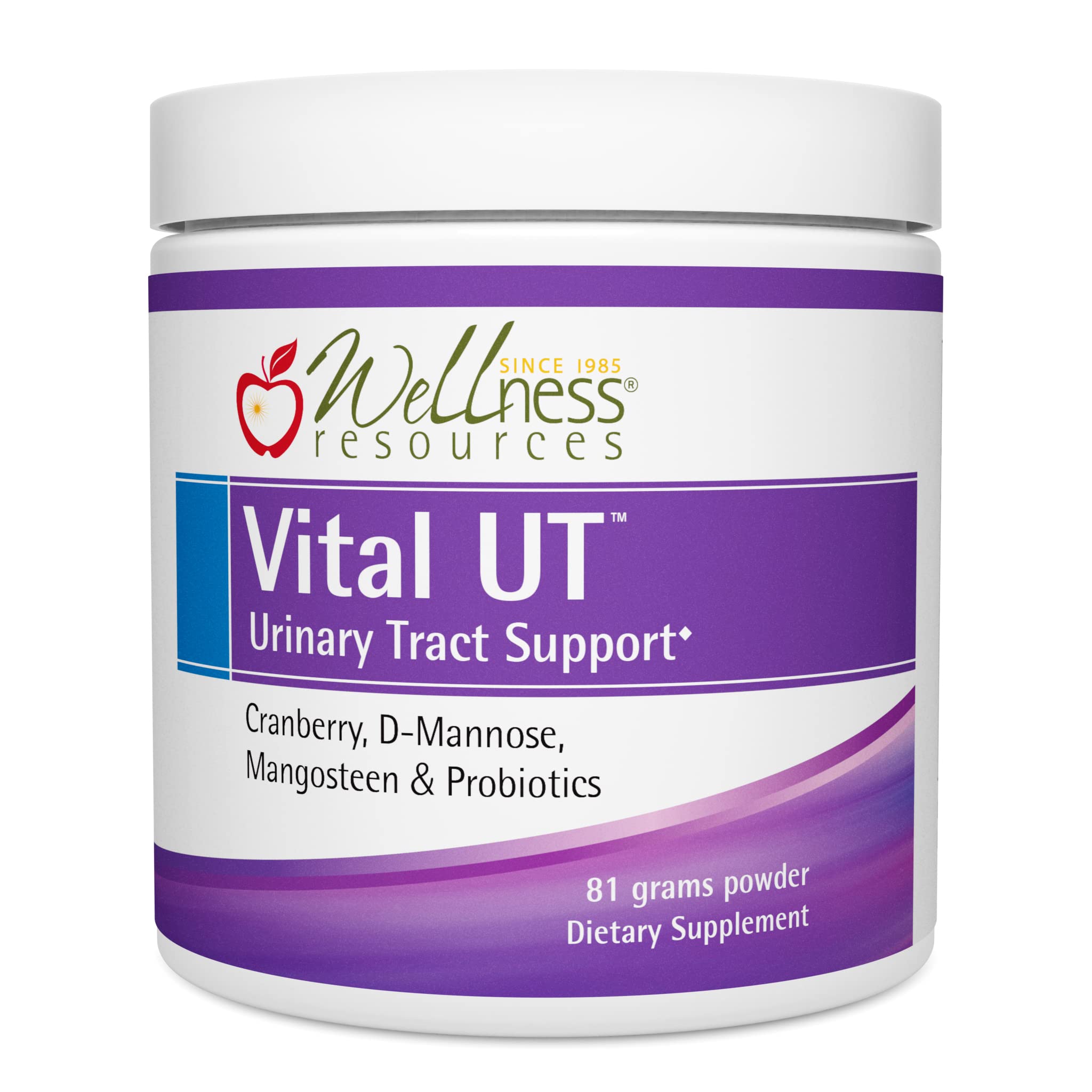 Wellness Resources Vital UT Urinary Tract Supplement with Cranberry (36mg PACs), d-Mannose, Mangosteen, and LactoSpore Probiotic (30 Servings, Powder)