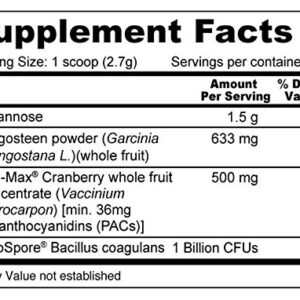 Wellness Resources Vital UT Urinary Tract Supplement with Cranberry (36mg PACs), d-Mannose, Mangosteen, and LactoSpore Probiotic (30 Servings, Powder)